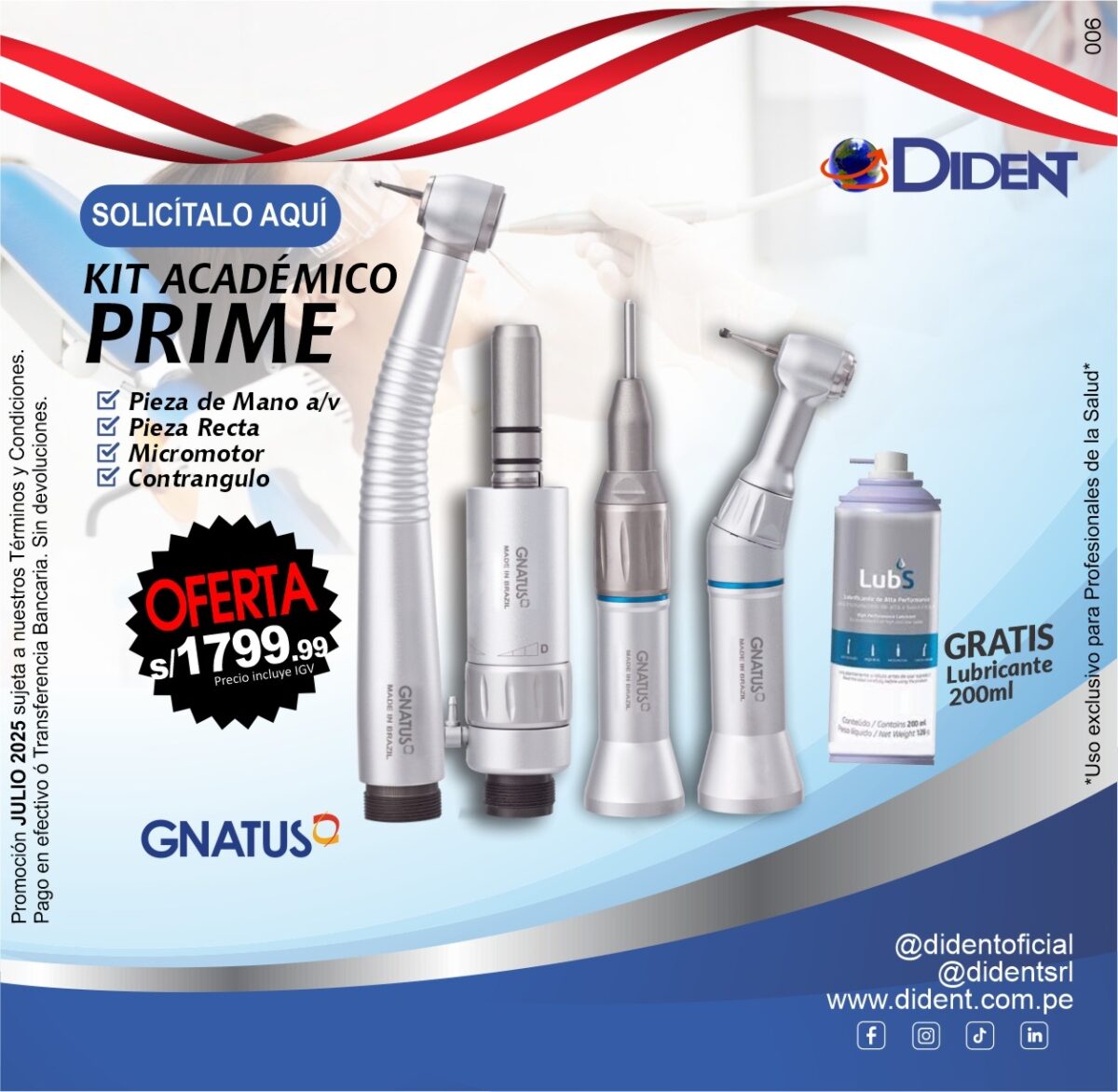 Kit Academico Prime Gnatus [GRATIS] Lubricante - DIDENT