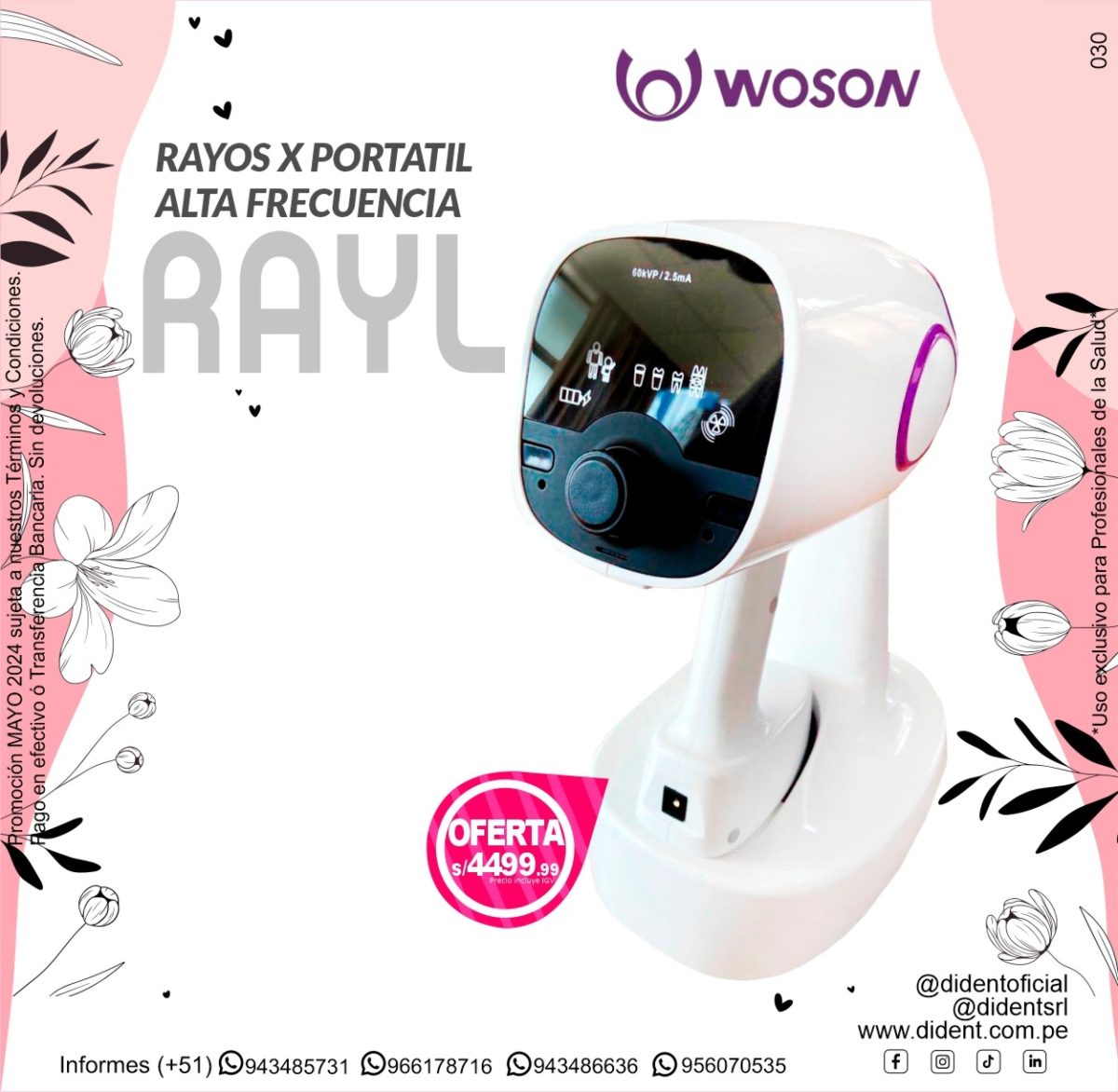 Rayos-X Portátil Odontológico RAYL Woson - DIDENT